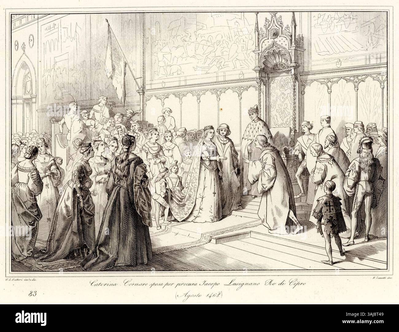 Catherine Cornaro marries by proxy to King James II of Cyprus in August ...