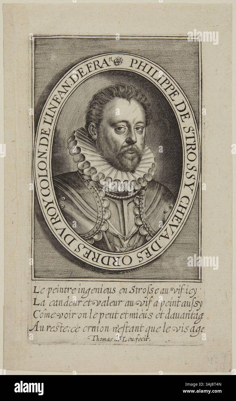 Portrait of Philippe Strozzi, engraved by Thomas de Leu. This 16th ...