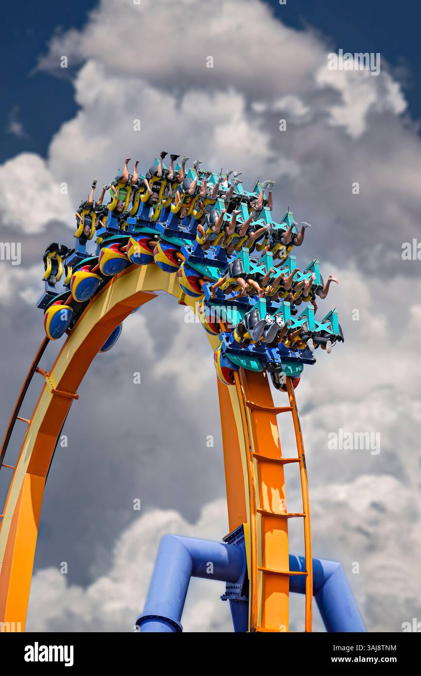 Hanging Ten, Roller Coaster Ride at Theme Park Stock Photo - Alamy