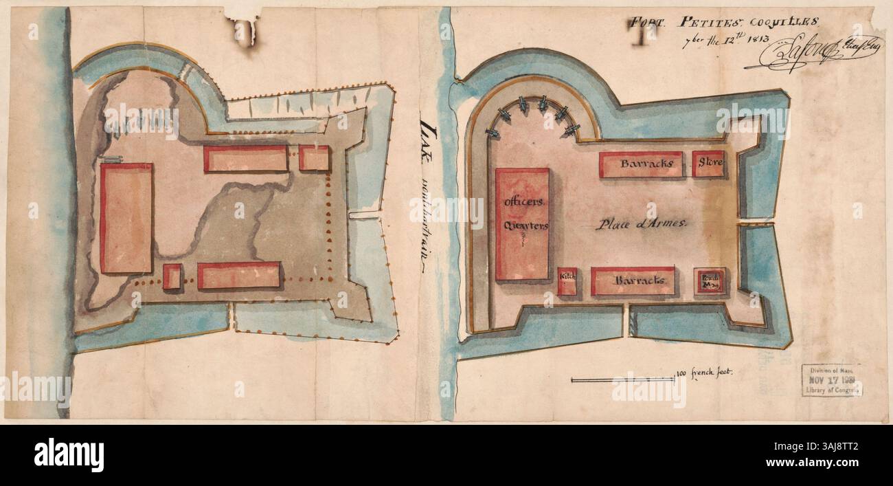 A manuscript map from the U.S. War Department showing Fort Petites ...