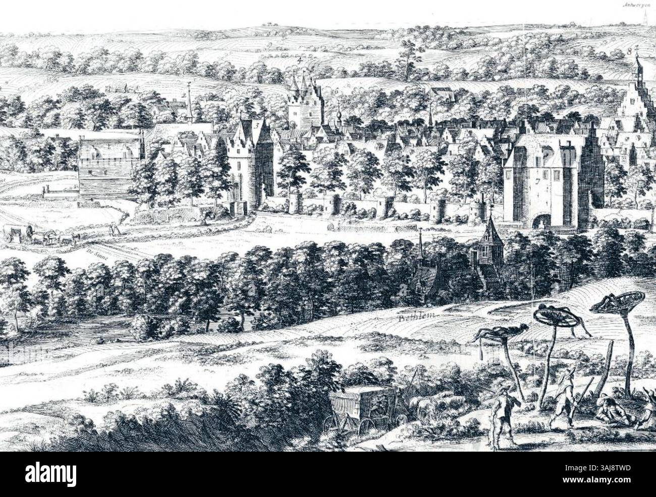 This circa 1650 engraving by Claes Janszoon Visscher II details the ...