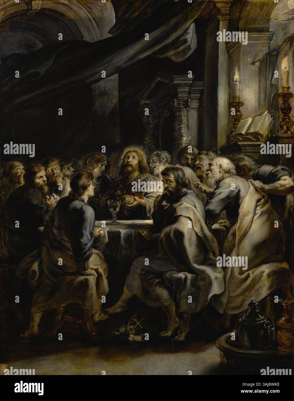 The Last Supper by Peter Paul Rubens, painted around 1631-1632. This religious oil on panel ...