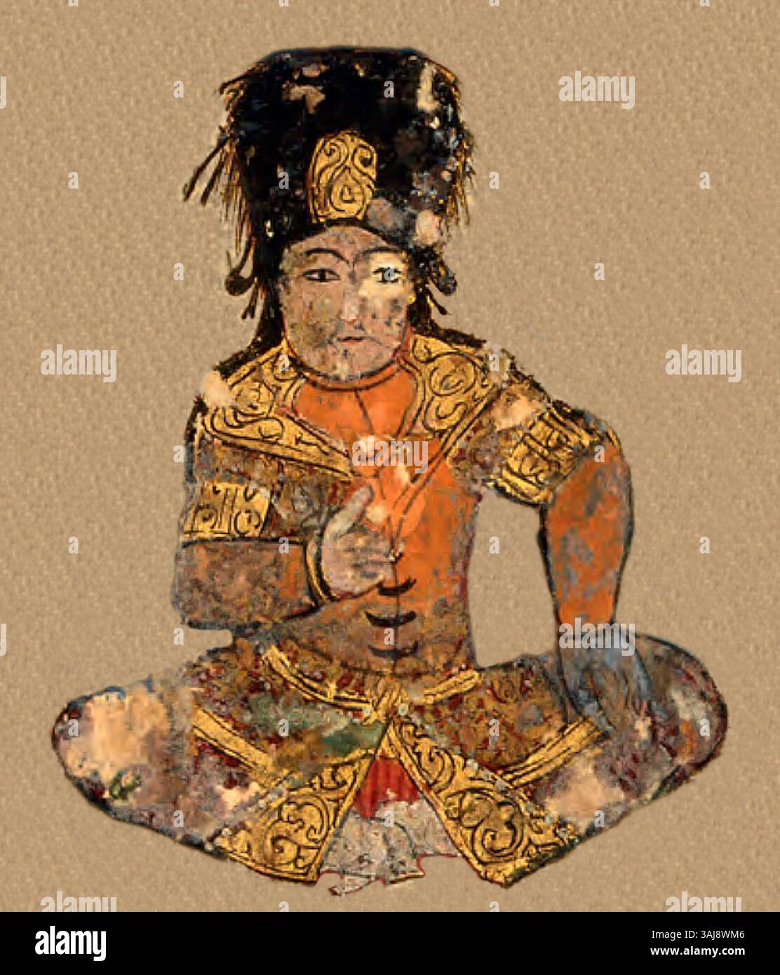 This detail from the Maqamat of al-Hariri, dated 1237 CE, shows a ruler ...