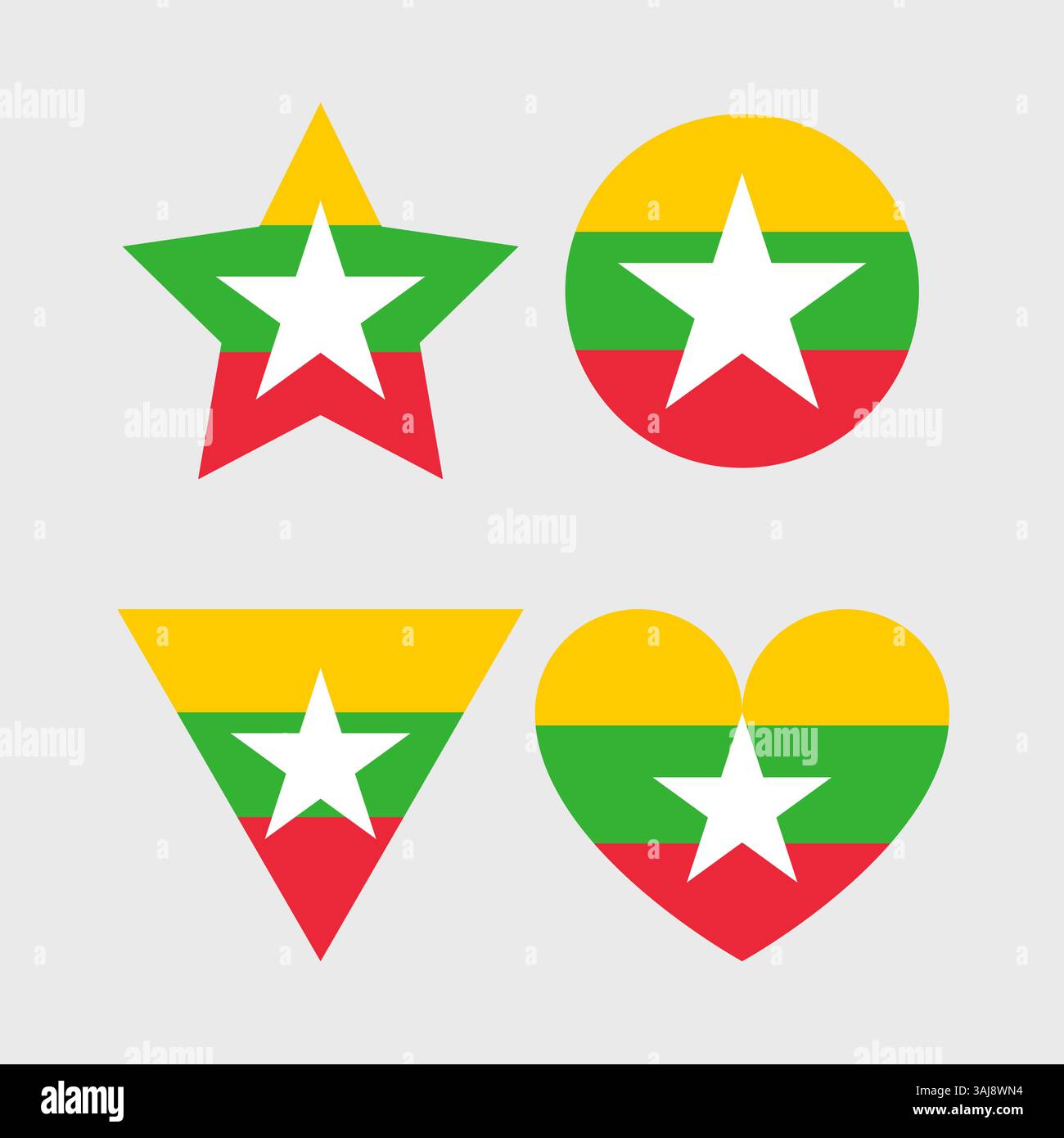 Myanmar Flag icon. Official vector Burma flag isolated on white ...