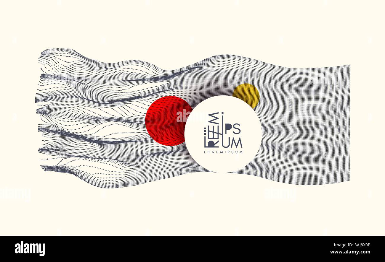 Wave with connected dots. 3D grid surface in technology style. Abstract ...