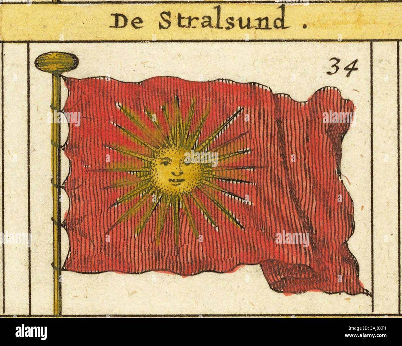 A map from around 1720 by Henri Chatelain featuring 88 marine flags ...