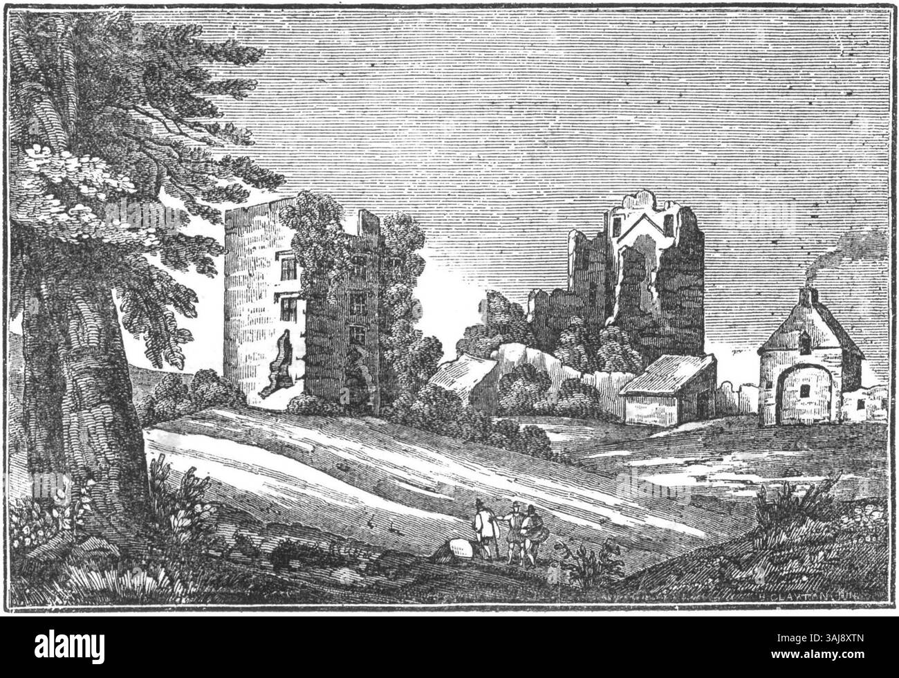 Illustration of Balleen Castle in County Kilkenny, Ireland, from an ...