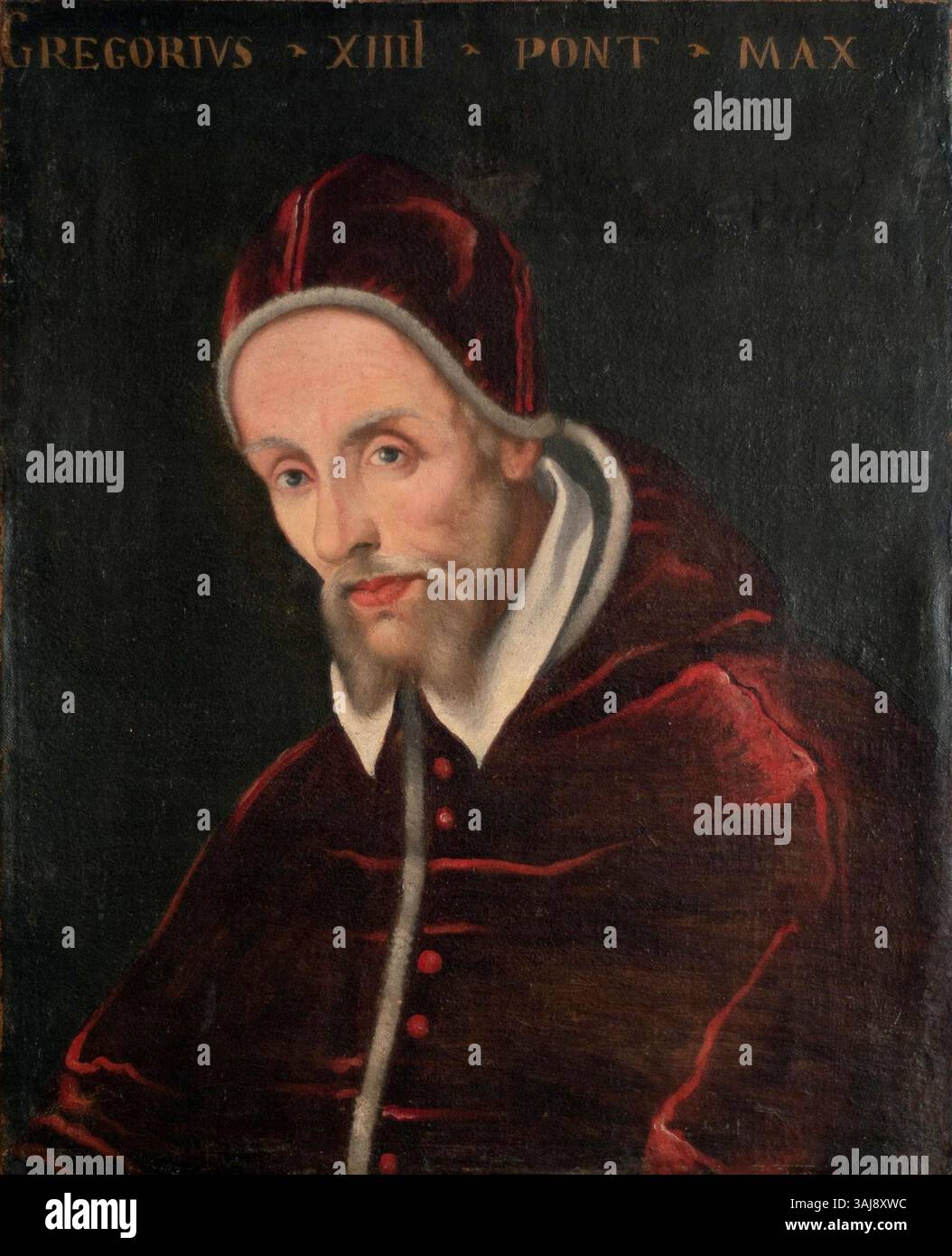 This 16th-century portrait, painted in the Roman school style, depicts ...