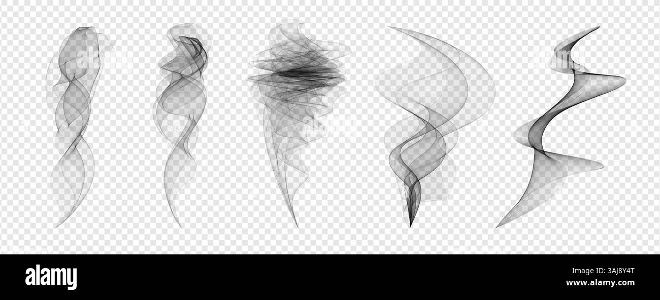 Transparent steam and smoke set on white. Realistic hot vapor and mist ...