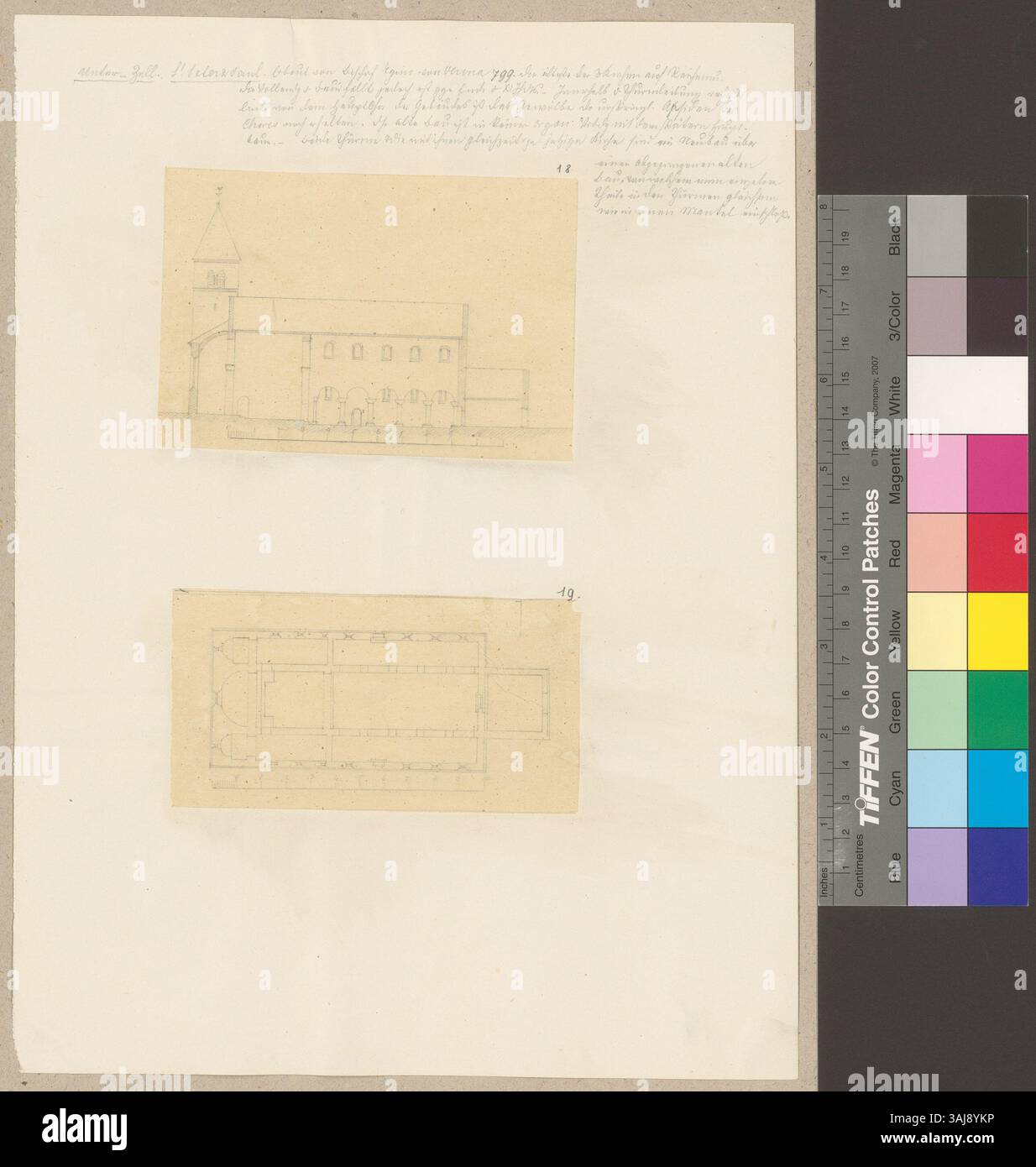 This print shows a cross-section and floor plan of St. Peter and Paul ...