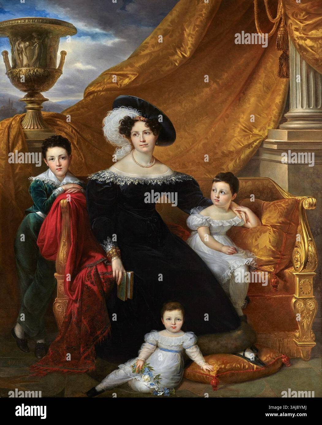 François Kinson’s 1827 family portrait shows Céline Chagot de Fays with ...