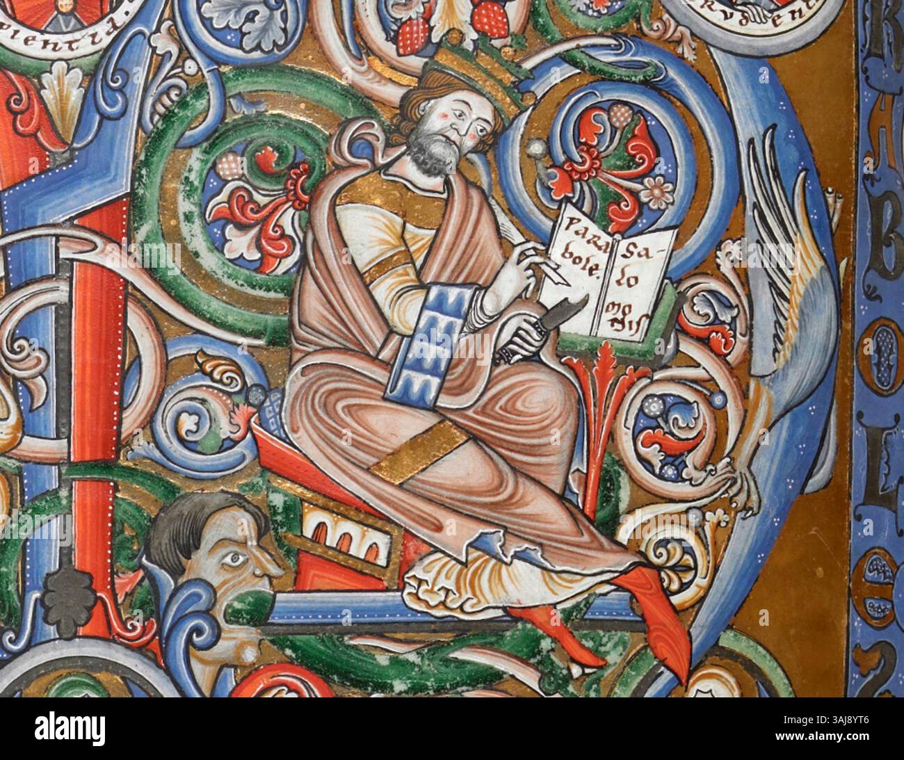 This miniature from the Arnstein Bible (c.1172) shows Solomon writing ...