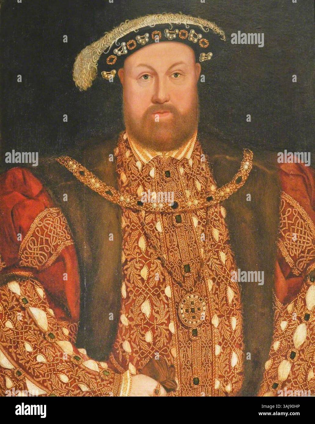A portrait of King Henry VIII (1491-1547), painted after Hans Holbein ...