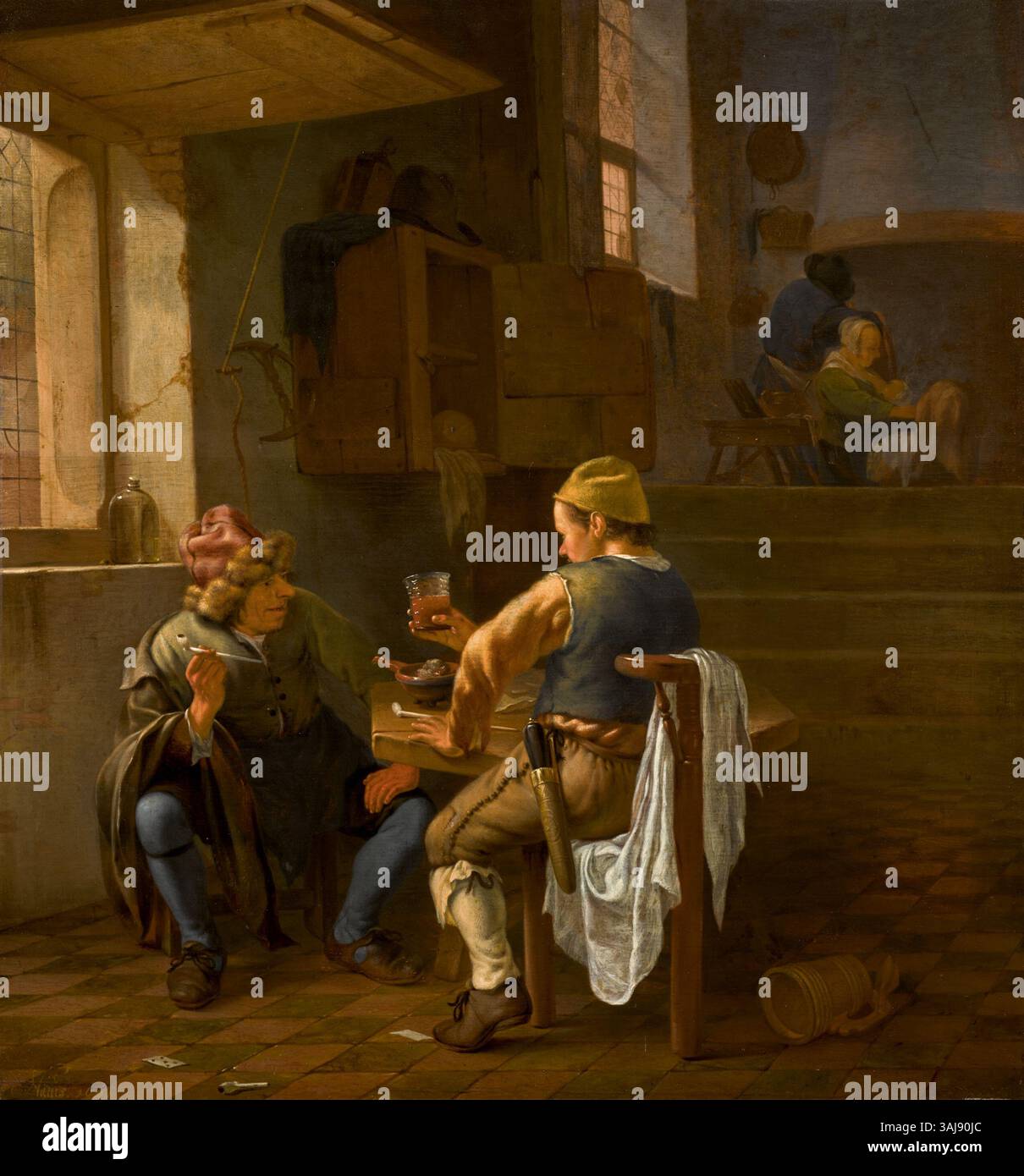 Johannes Natus' 1661 painting depicts a lively tavern scene with ...