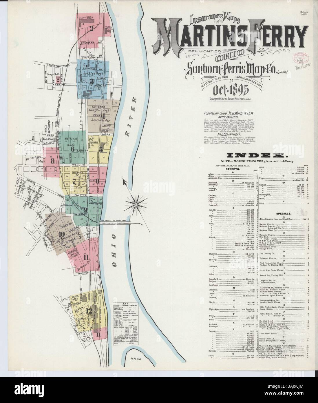 This October 1895 Sanborn Fire Insurance Map outlines Martins Ferry ...