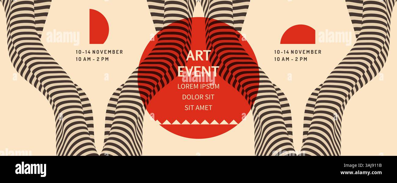 Art event invitation template with date and time details. Background ...