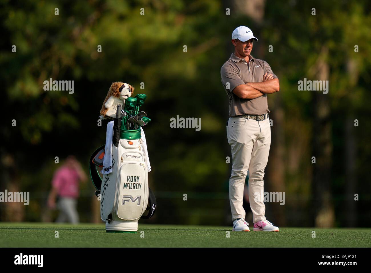 Rory McIlroy, of Northern Ireland, waits to hit on the 15th hole during ...