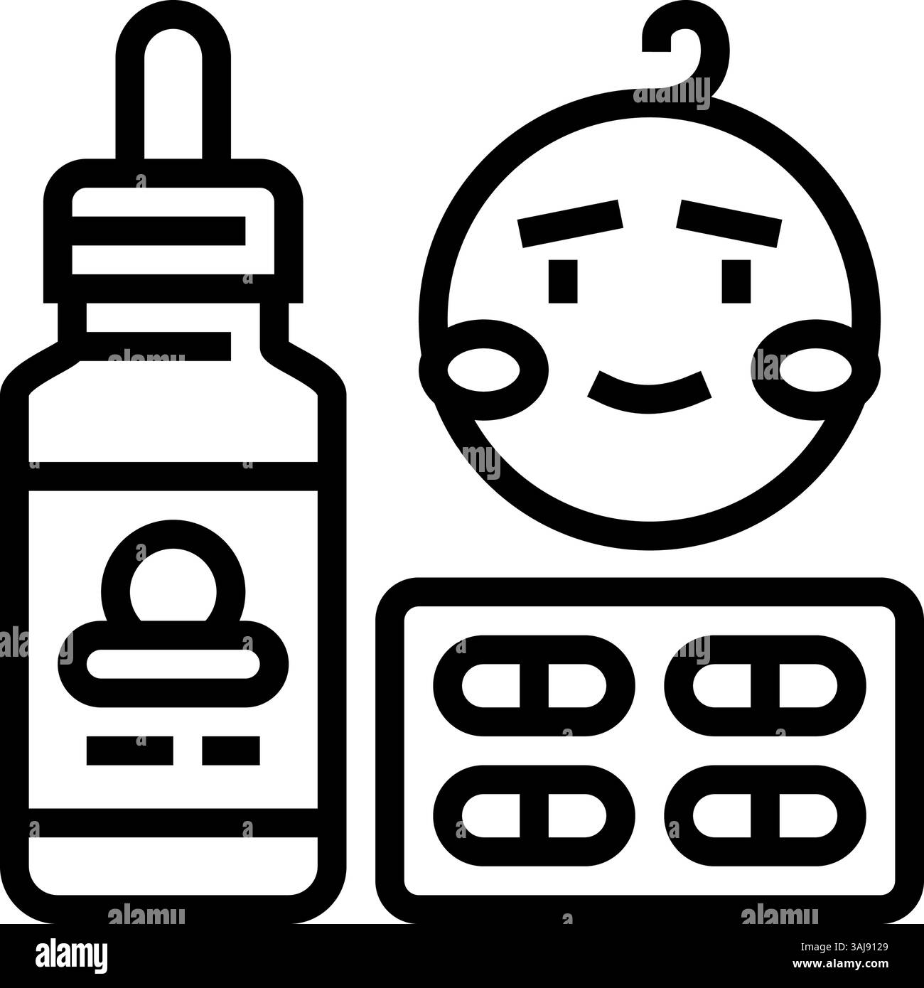 pediatric medication child care nurse line icon vector illustration ...