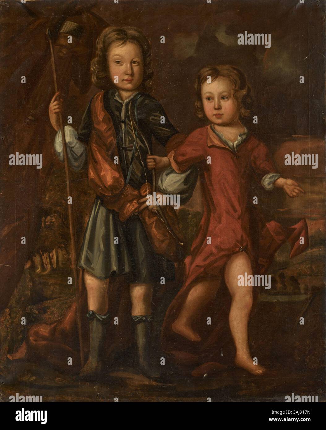 A full-length portrait of two children from the Jones family, circa ...