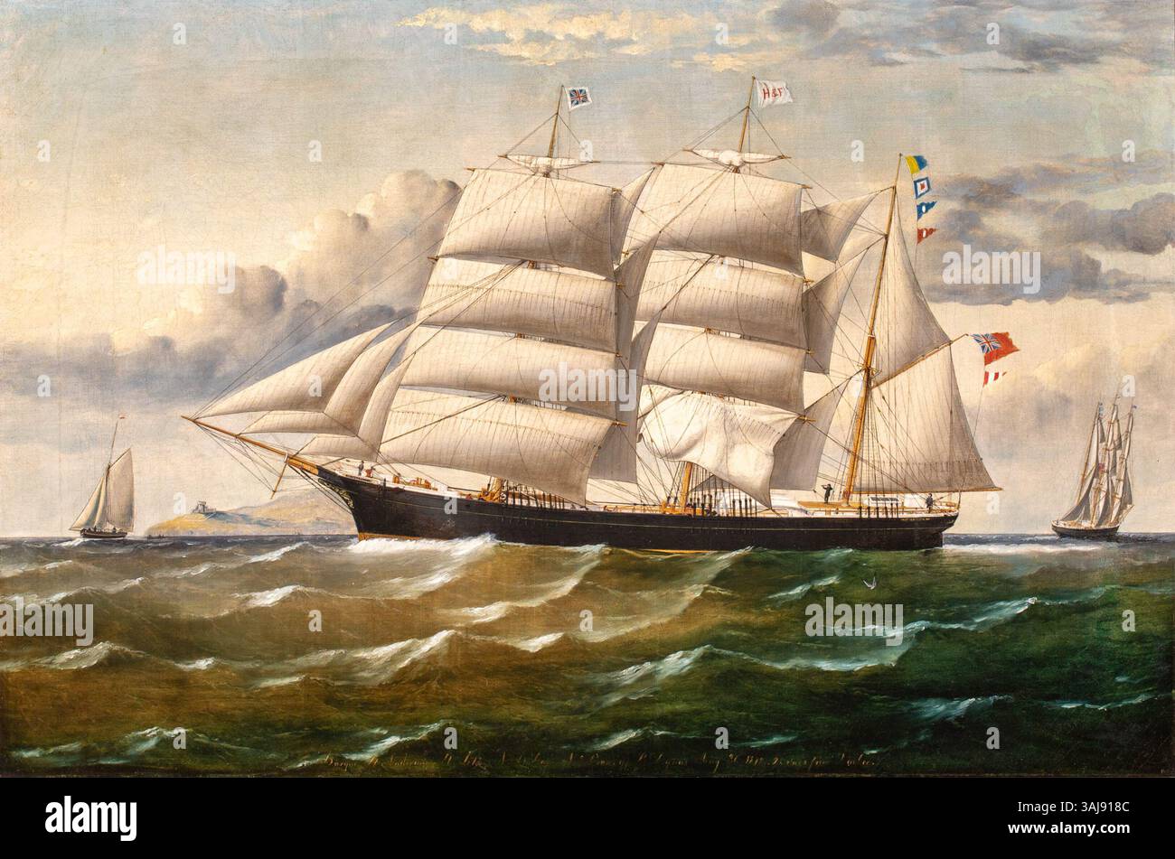 The painting 'Bark St. Andrew off Point Lynas, Liverpool,' by William G ...