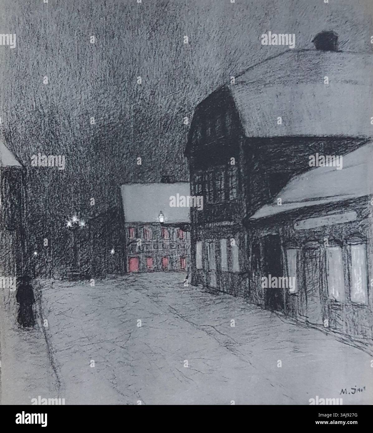A drawing of Stora Torget (Main Square) in Uppsala, created by Manne ...
