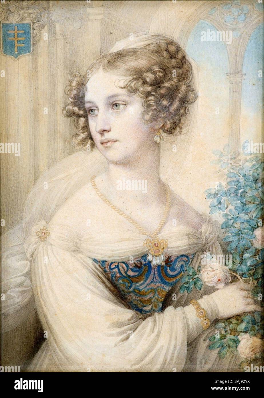 This watercolor portrait by Johann Ender, painted in the 1820s, depicts ...