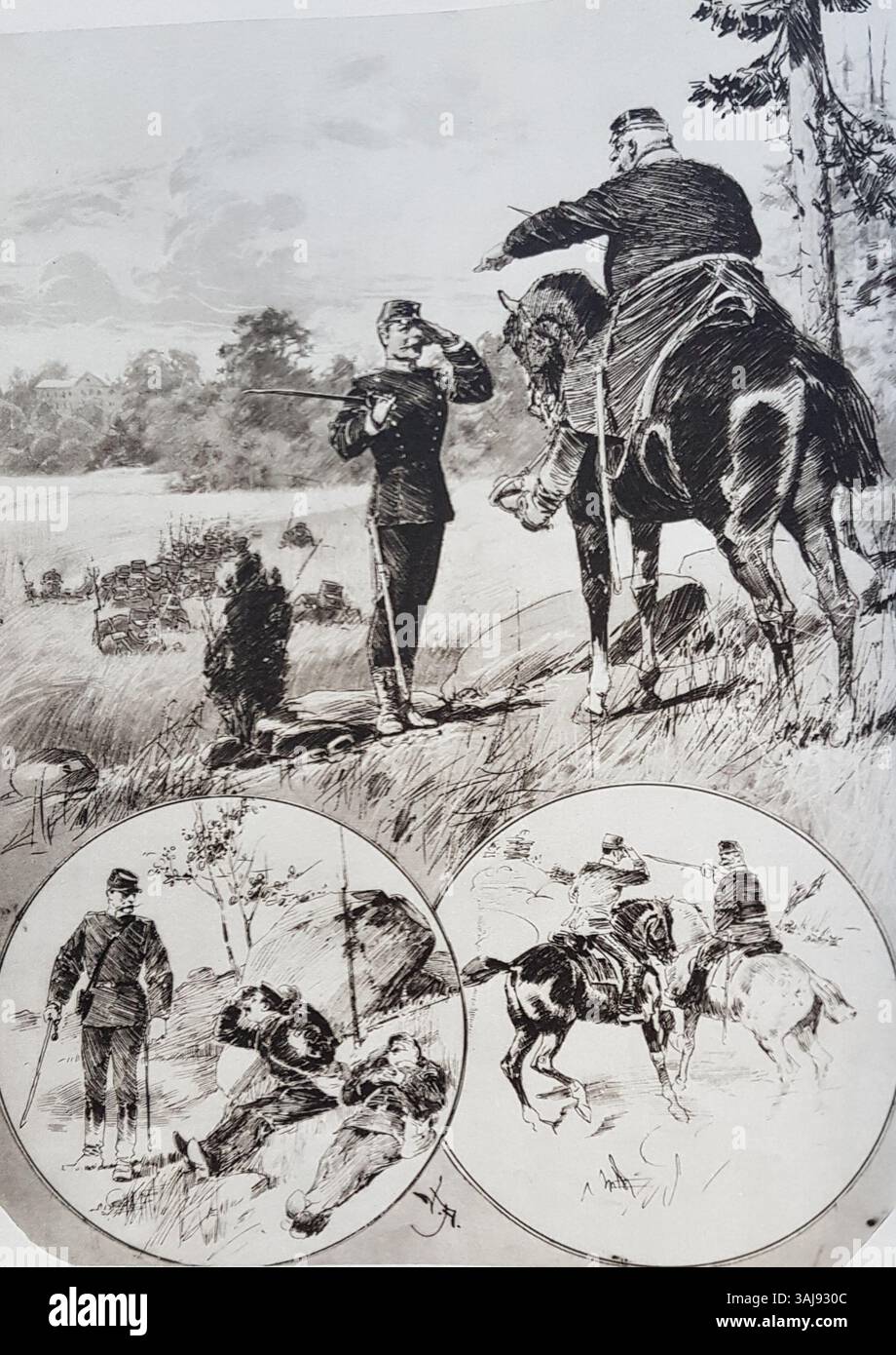 Scenes from military life illustrated by Vicke Andren, depicting ...