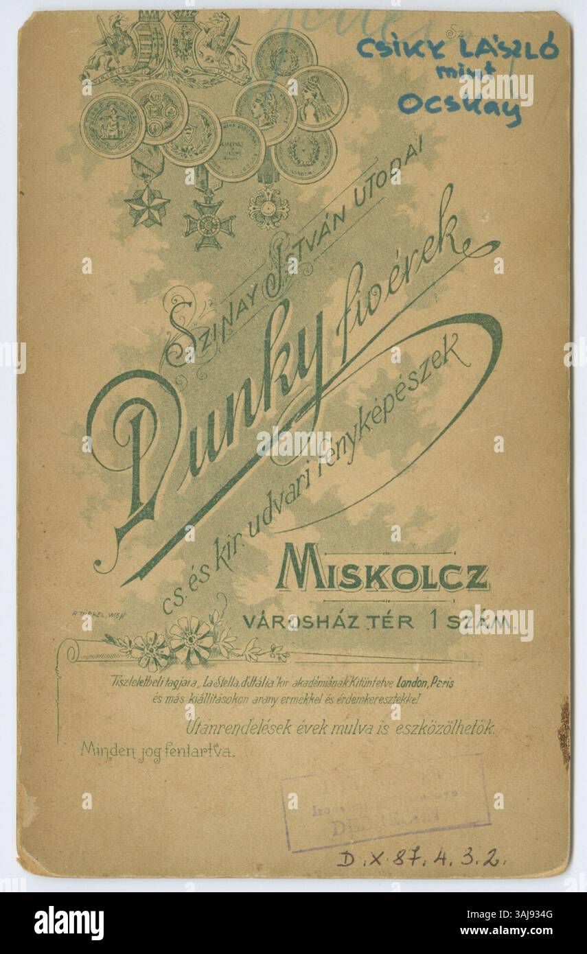 This image depicts a costume design by Kálmán Dunky, created in the ...