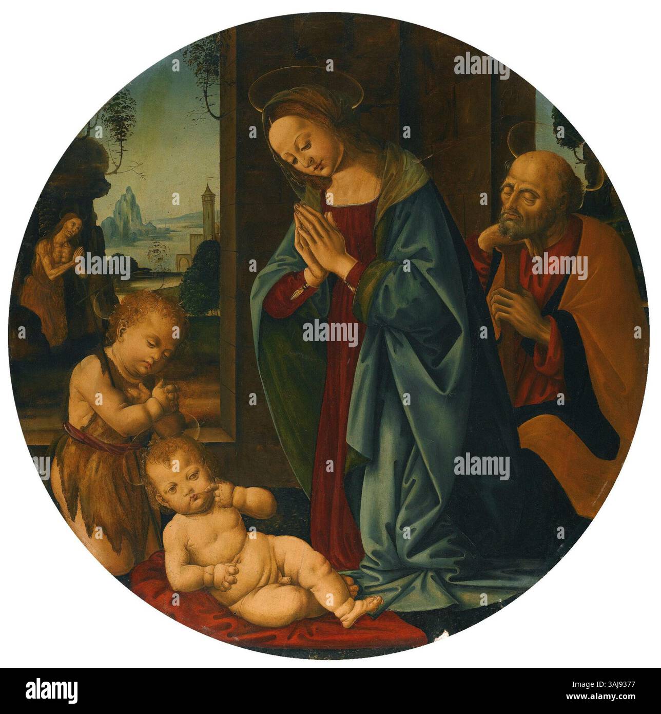 This religious painting by Tommaso di Credi depicts the Holy Family ...