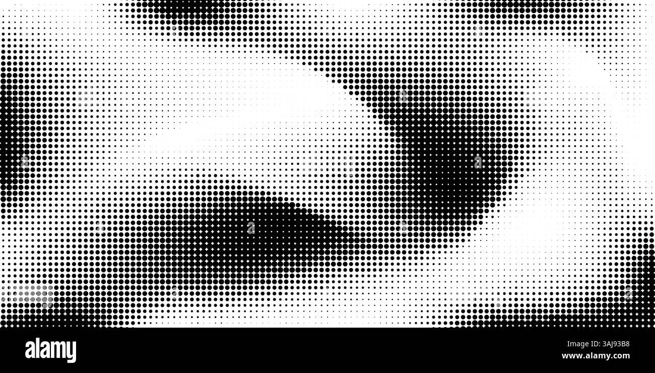 Halftone dotted background. Black and white fluid halftone pixelated backdrop. Grit dots texture ...