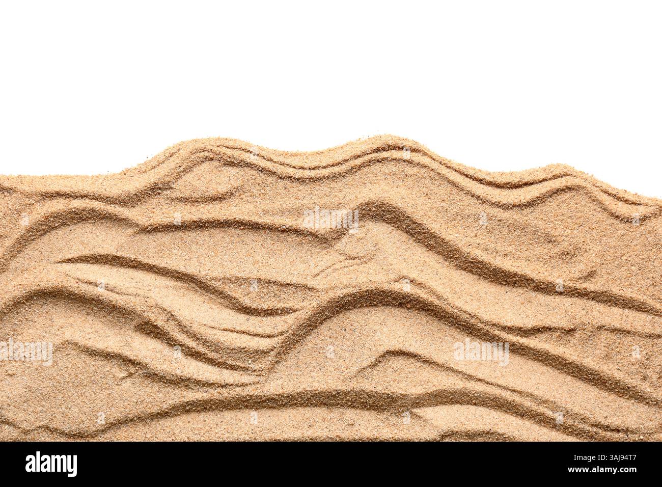 Light beach sand with lines on white background. Top view Stock Photo ...