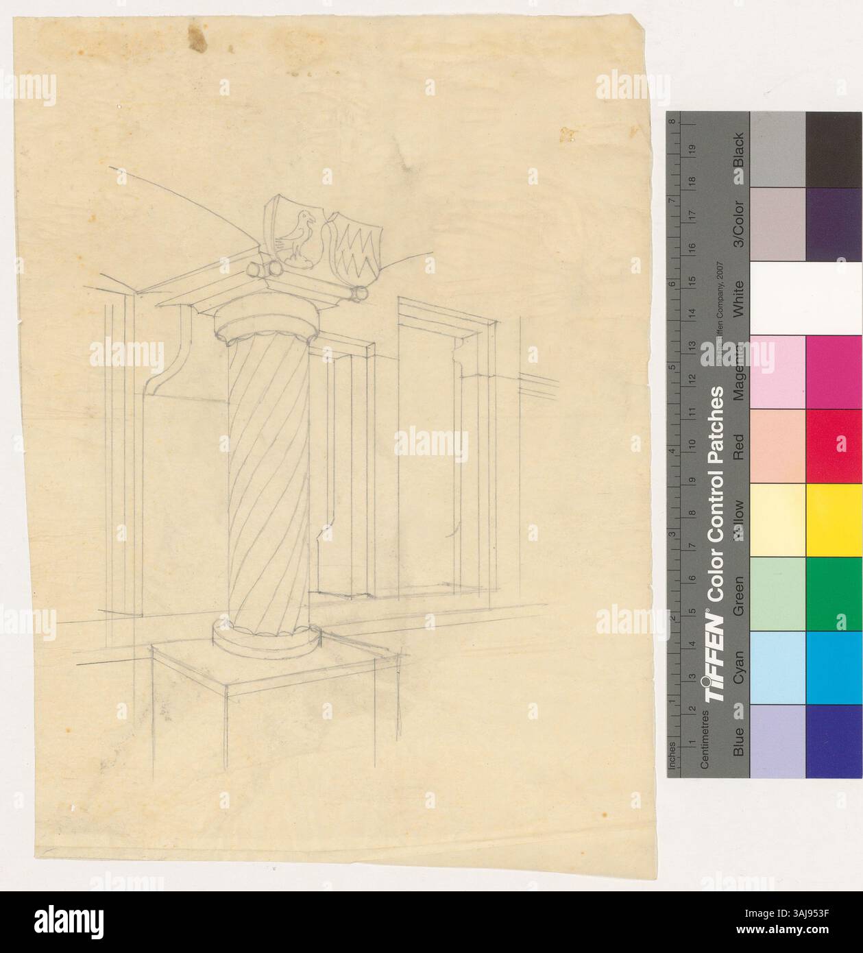 This detailed interior view captures the column section within a ...