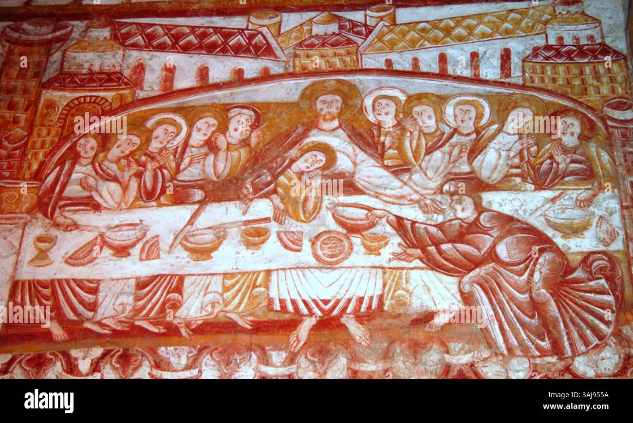 This fresco, painted between 1135 and 1140, depicts the Last Supper, a ...