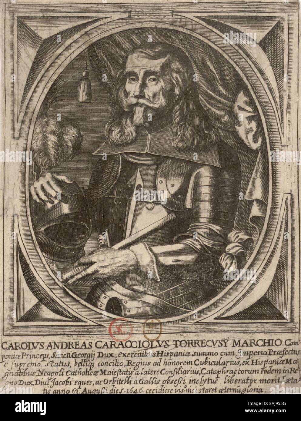 This 17th-century print depicts Marchese Carlo Andrea Caracciolo in ...