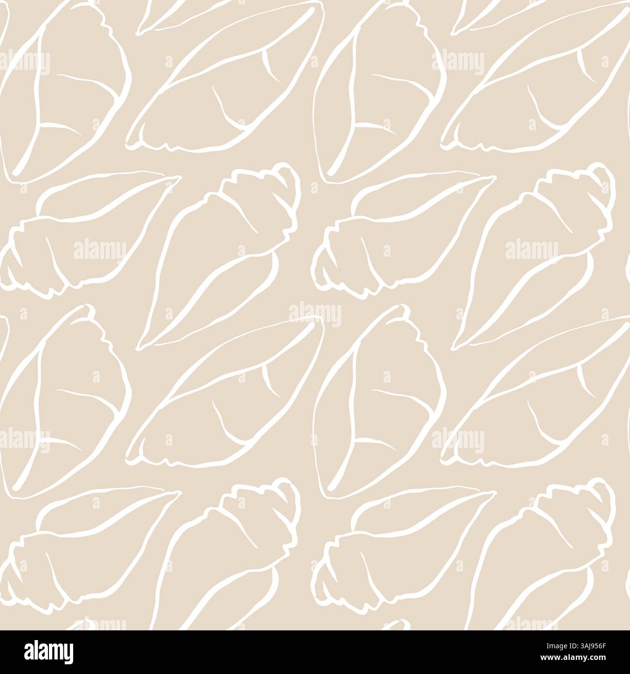 Hand drawn sea shells beige sandy seamless pattern in doodle sketchy ...
