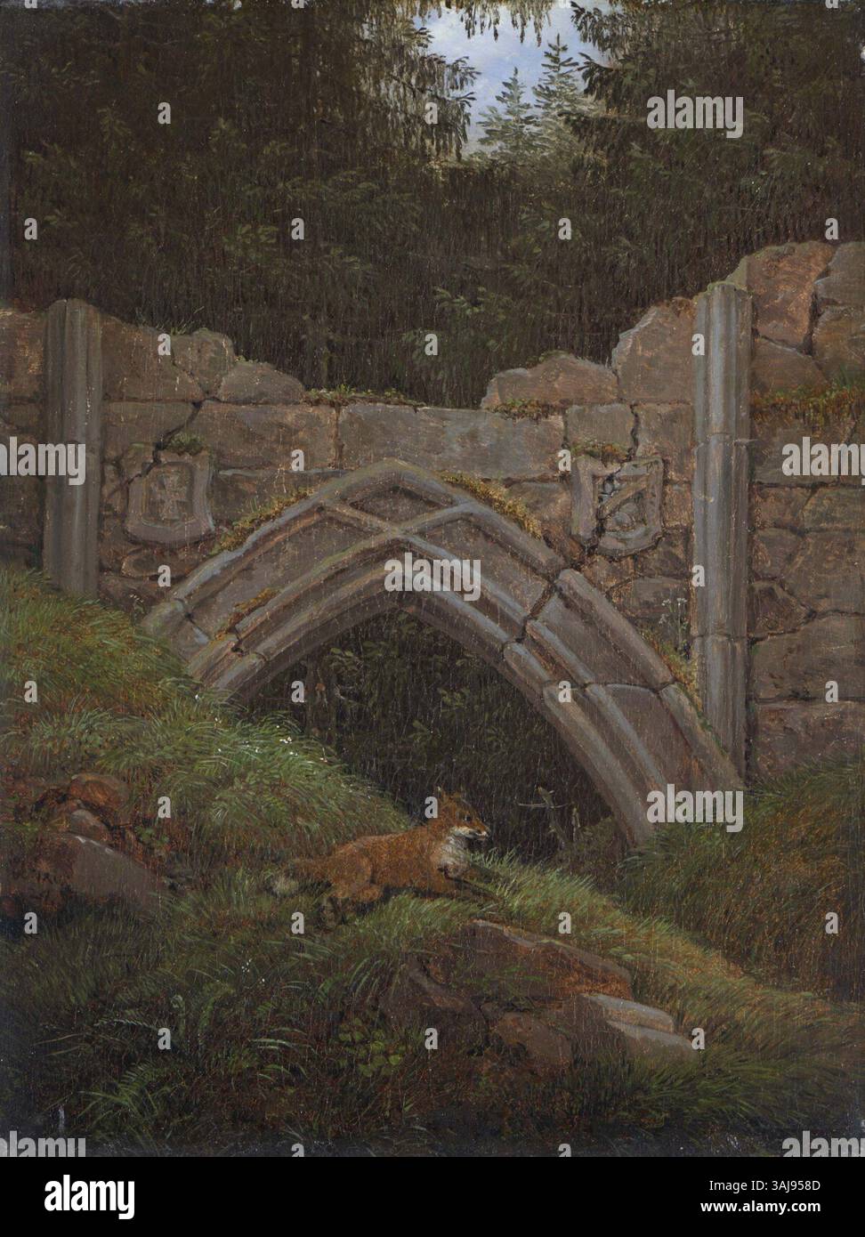 'Fox in Front of a Ruin Wall in the Forest' (1824) by Carl Gustav Carus ...
