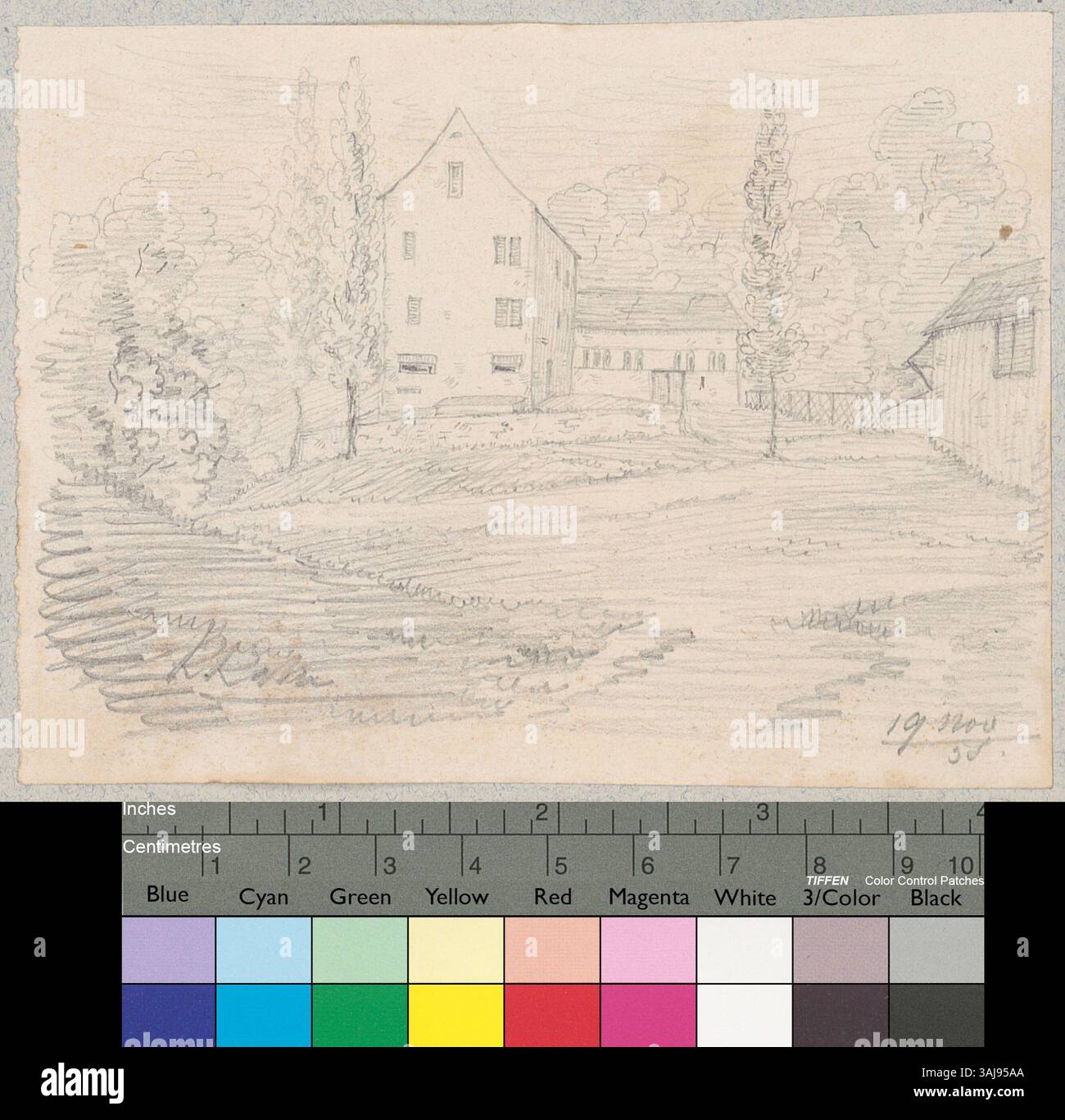 This 1858 drawing by Johann Rudolf Rahn presents an exterior view of ...