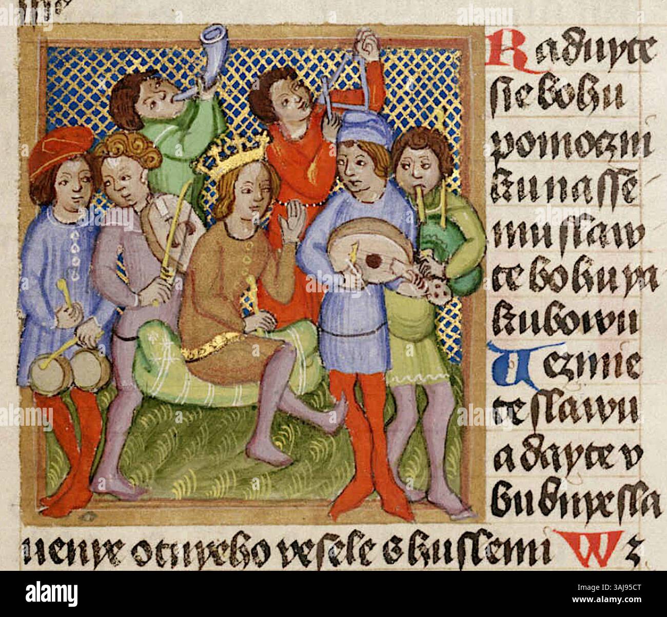 This 1417 manuscript illustration from the Olomouc Bible depicts King ...