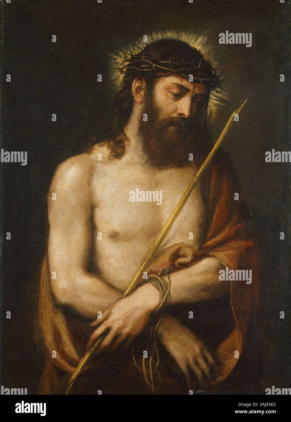The painting 'Christ with the Crown of Thorns,' created circa 1570 ...
