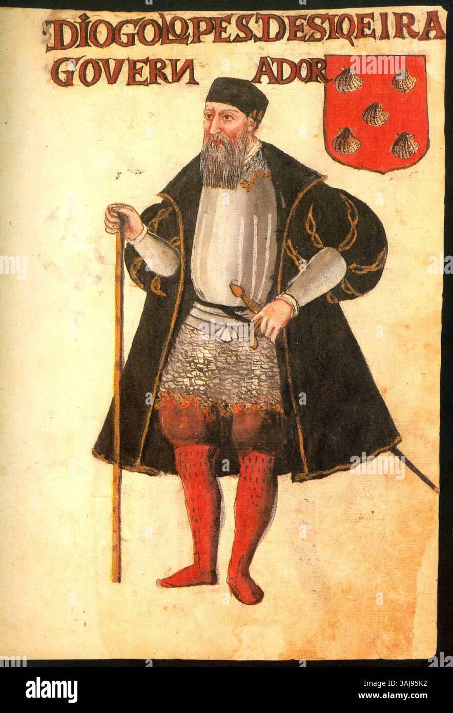 Portrait of Diogo Lopes de Sequeira, created by Lisuarte de Abreu circa ...