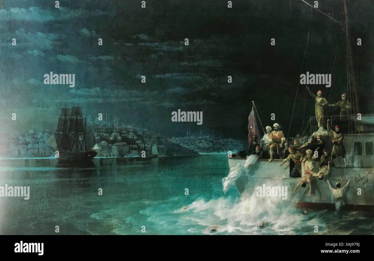 'Night. The Tragedy at the Sea of Marmara' (1897) by Ivan Aivazovsky ...