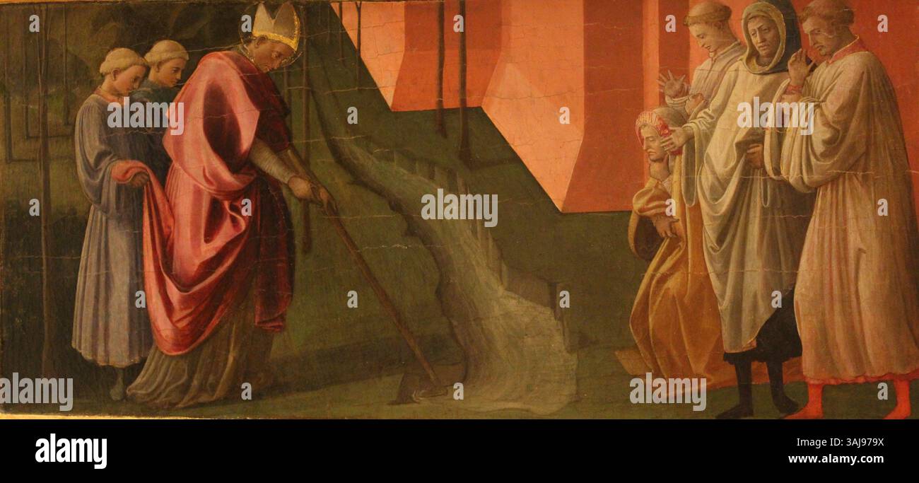 'St. Fredianus Diverts the River Serchio' by Filippo Lippi, created between 1437 and 1439, is an ...