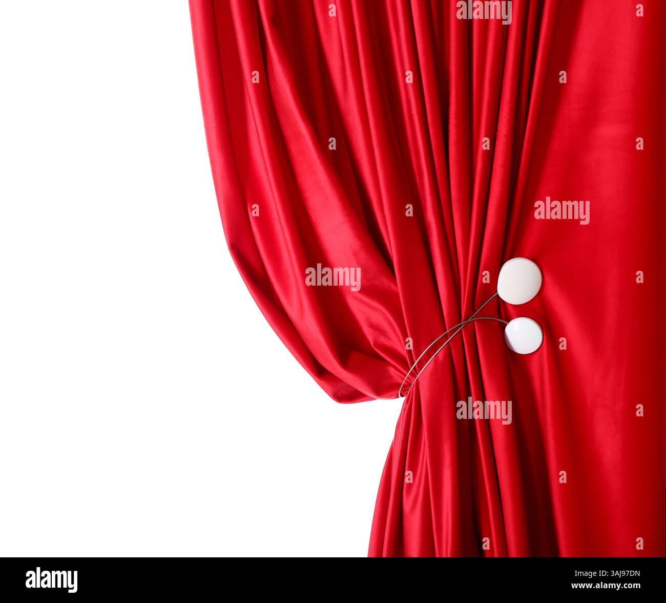 Red curtain on white background Stock Photo - Alamy