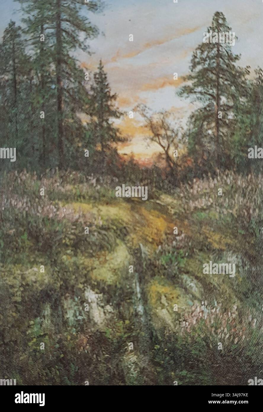 A forest landscape painting by Severin Nilson, depicting a serene ...