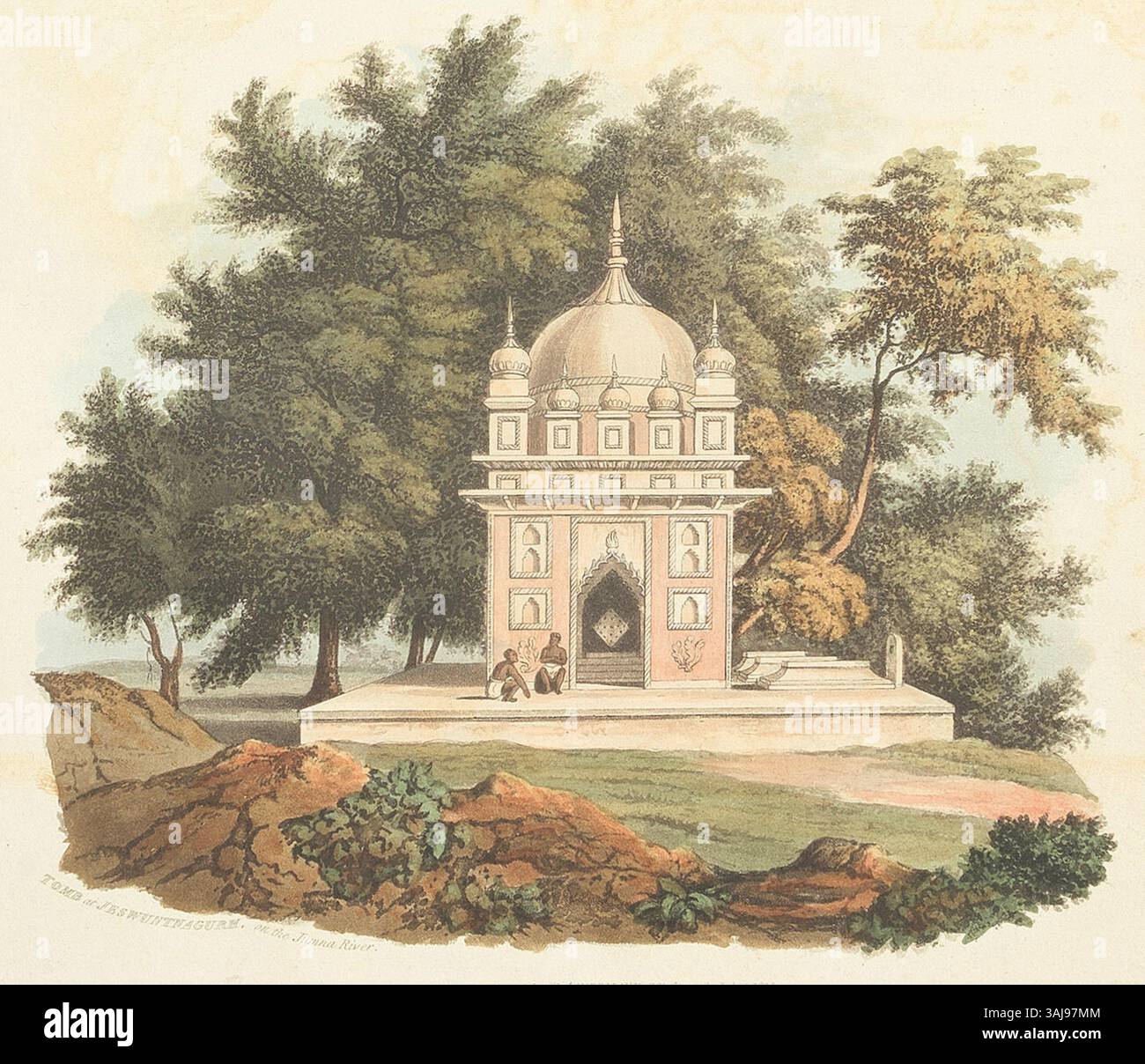 A cropped version of the print of the Tomb at Jeswuntnagurh, as seen in ...