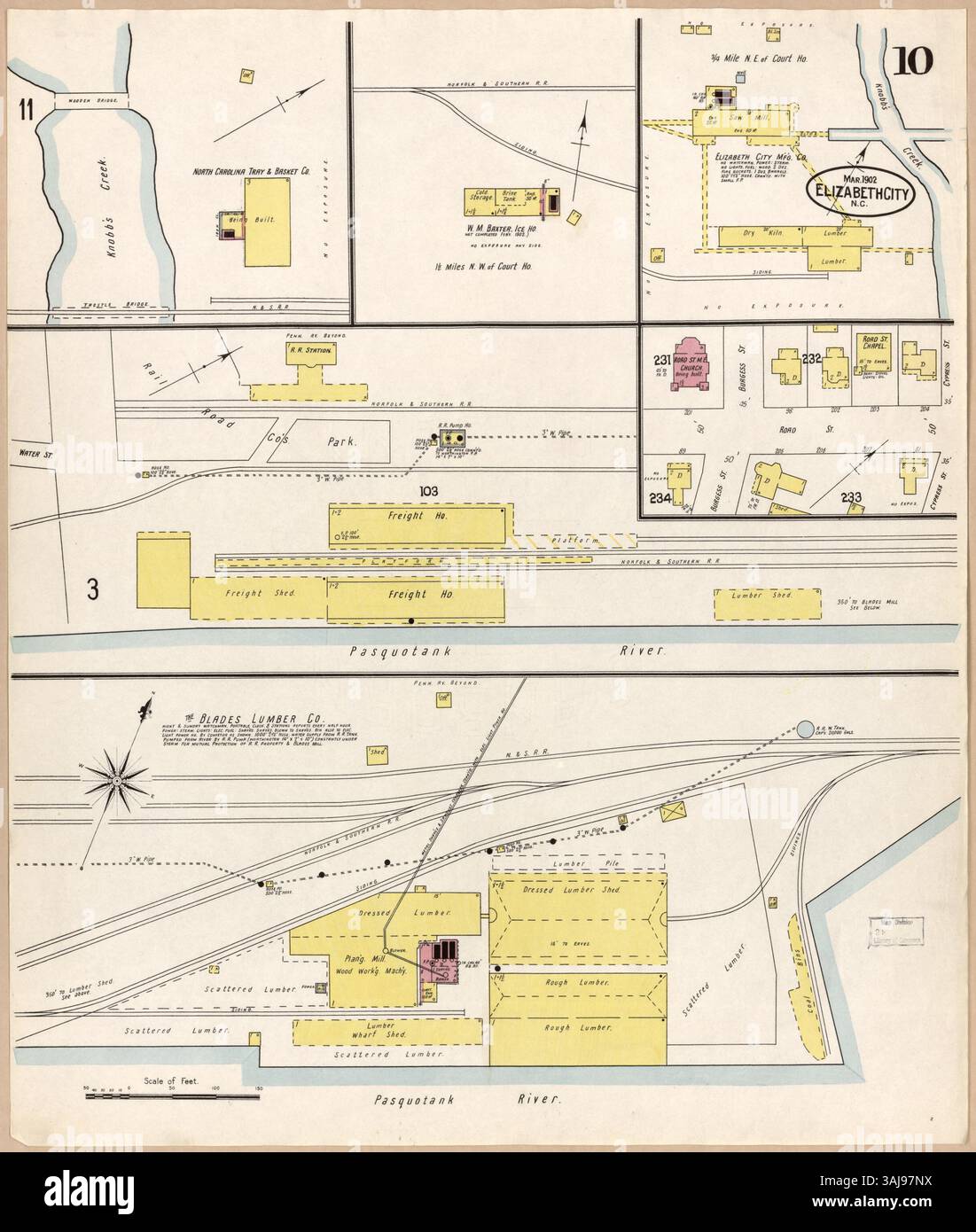 This 1902 Sanborn Fire Insurance Map from Elizabeth City, Pasquotank ...