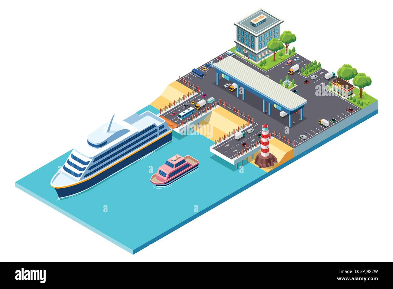 A vector illustration of Isometric Ferry Terminal Stock Vector Image ...