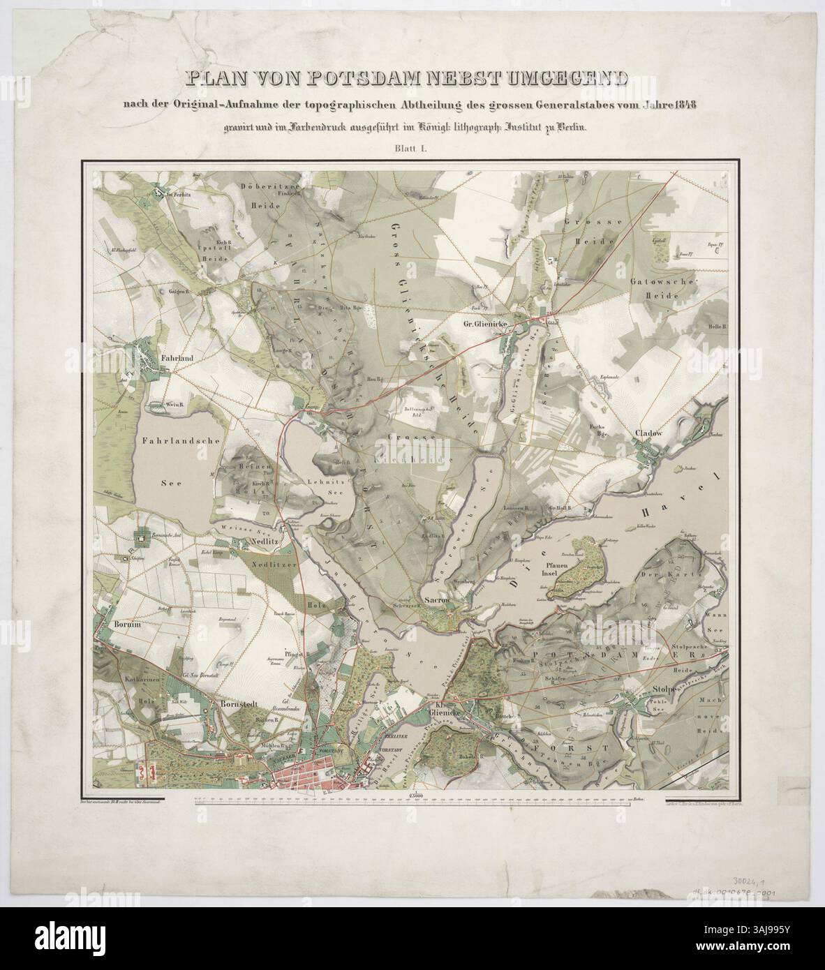 'Plan of Potsdam and Surrounding Area, 1848' by Birck and Hindersinn is ...