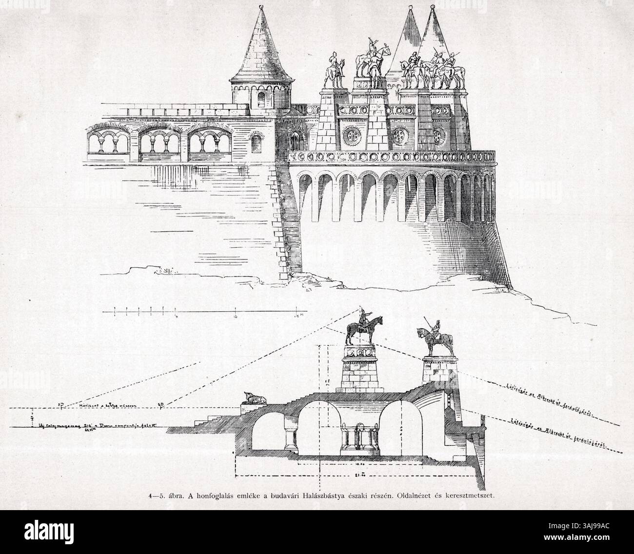Plans for the Fishermen's Bastion in Buda, designed by Frigyes Schulek ...