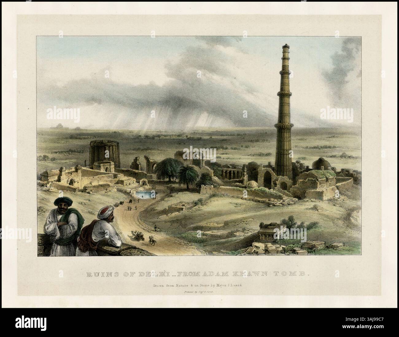 A 1835 lithograph by John Luard shows the ruins of Delhi from Adam ...